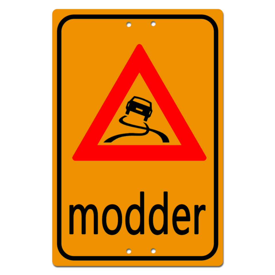 Modderbord - Slipgevaar bord - Betervoorbereid.nl