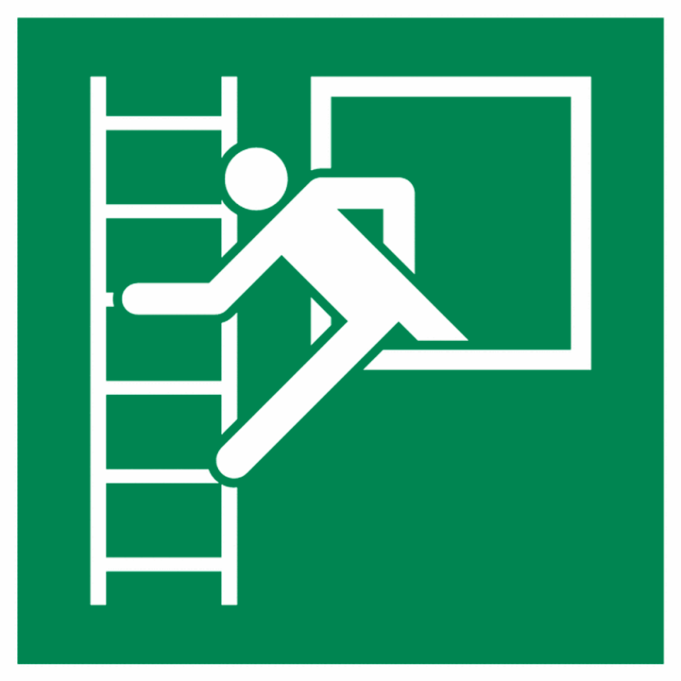 Vluchtraam bord - Vluchtladder pictogram - Betervoorbereid.nl