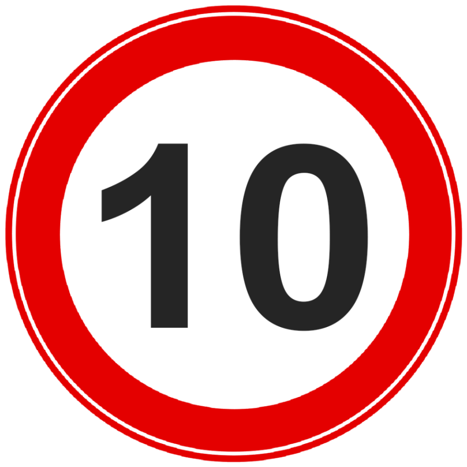 Snelheidsbord 10 km - Verkeersborden - Betervoorbereid.nl