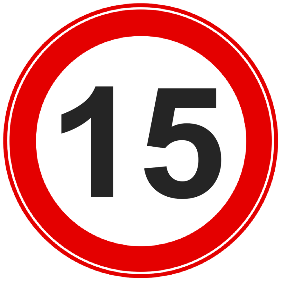 Snelheidsbord 15 km - Verkeersborden - Betervoorbereid.nl